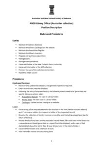 Position Description – Library Officer (Australia)